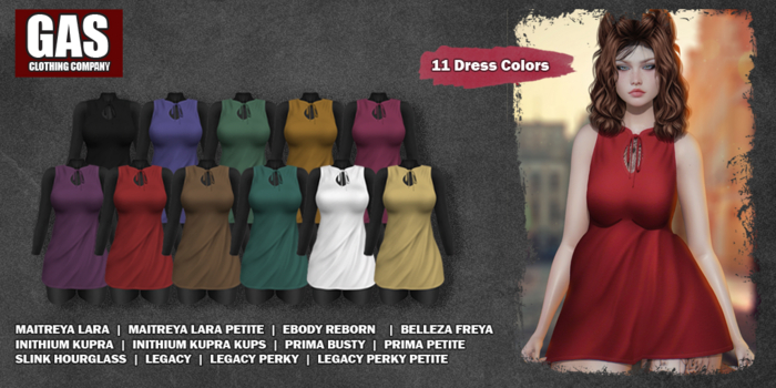 Second Life Marketplace - GAS [Dress Sabrina - 11 Colors w/HUD FAPTACK ...